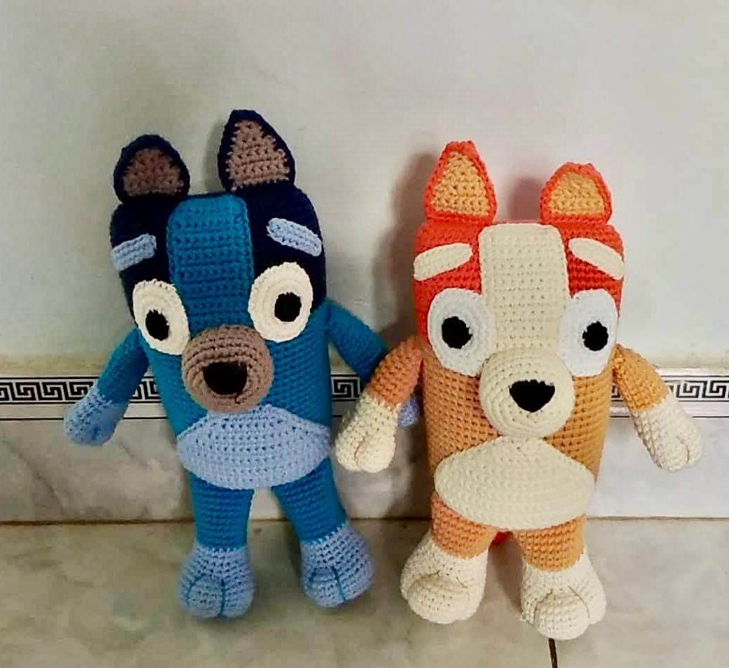 Handmade Crochet Bluey and Bingo, Amigurumi Bingo and Bluey Heeler ...