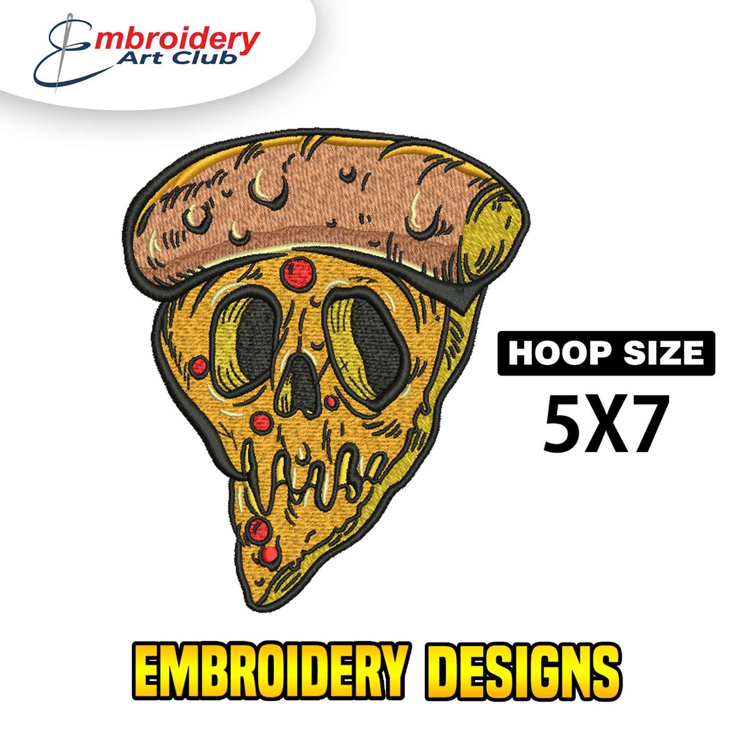 Pizza Skull Embroidery Designs Foods Machine Embroidery Designs Digital ...