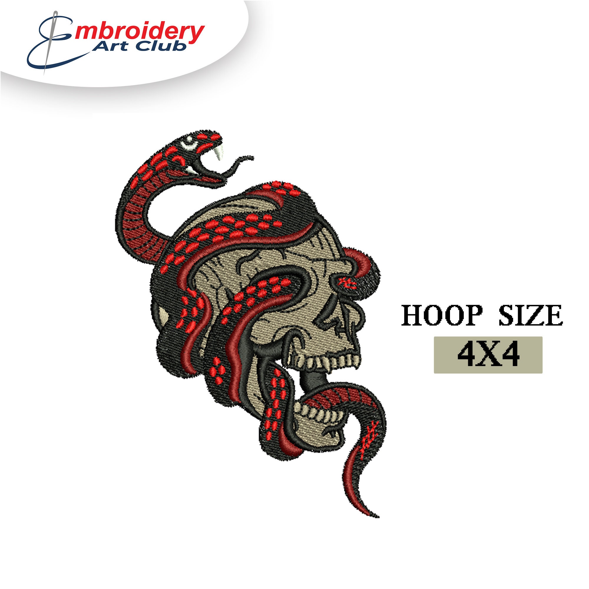 Red Snake Skull Embroidery Designs Skull Machine Embroidery - Etsy