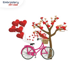 Valentines Day Tree Cycle Embroidery Designs Beautiful Cycle Valentines ...