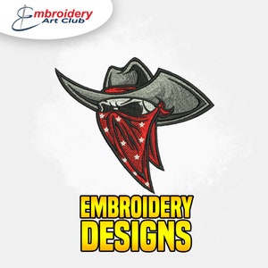 Bandit Skull | Embroidery Designs | Skull Embroidery - Etsy
