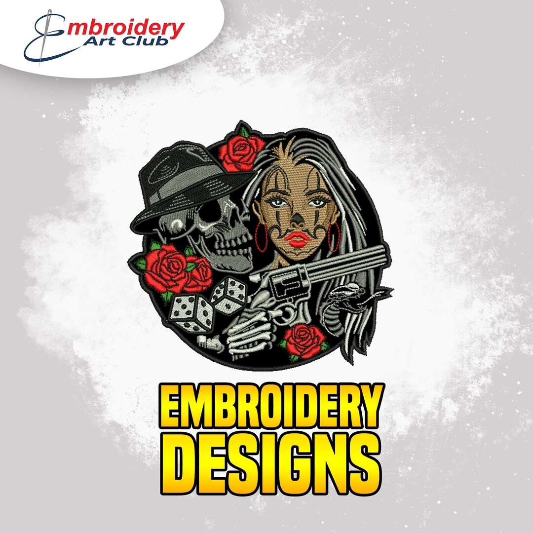Romance Skull Embroidery Designs | Skull Machine Embroidery | Stock ...