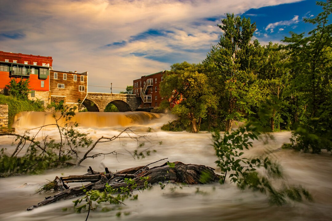 Waterfall Print Middlebury Falls Cityscape Nature Vermont Landscape ...