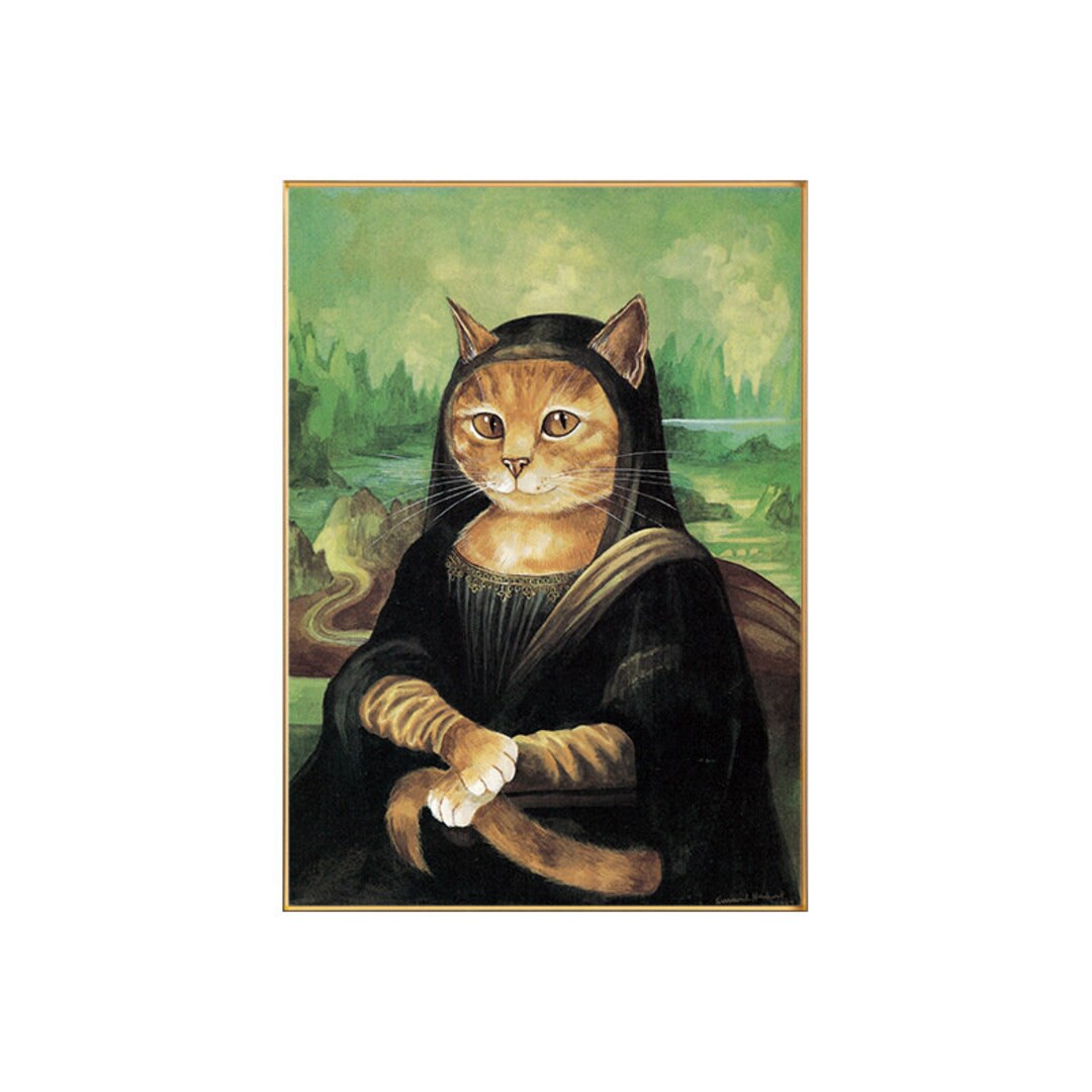 Funny Mona Lisa Cat Retro Painting Cute Home Picture - Etsy