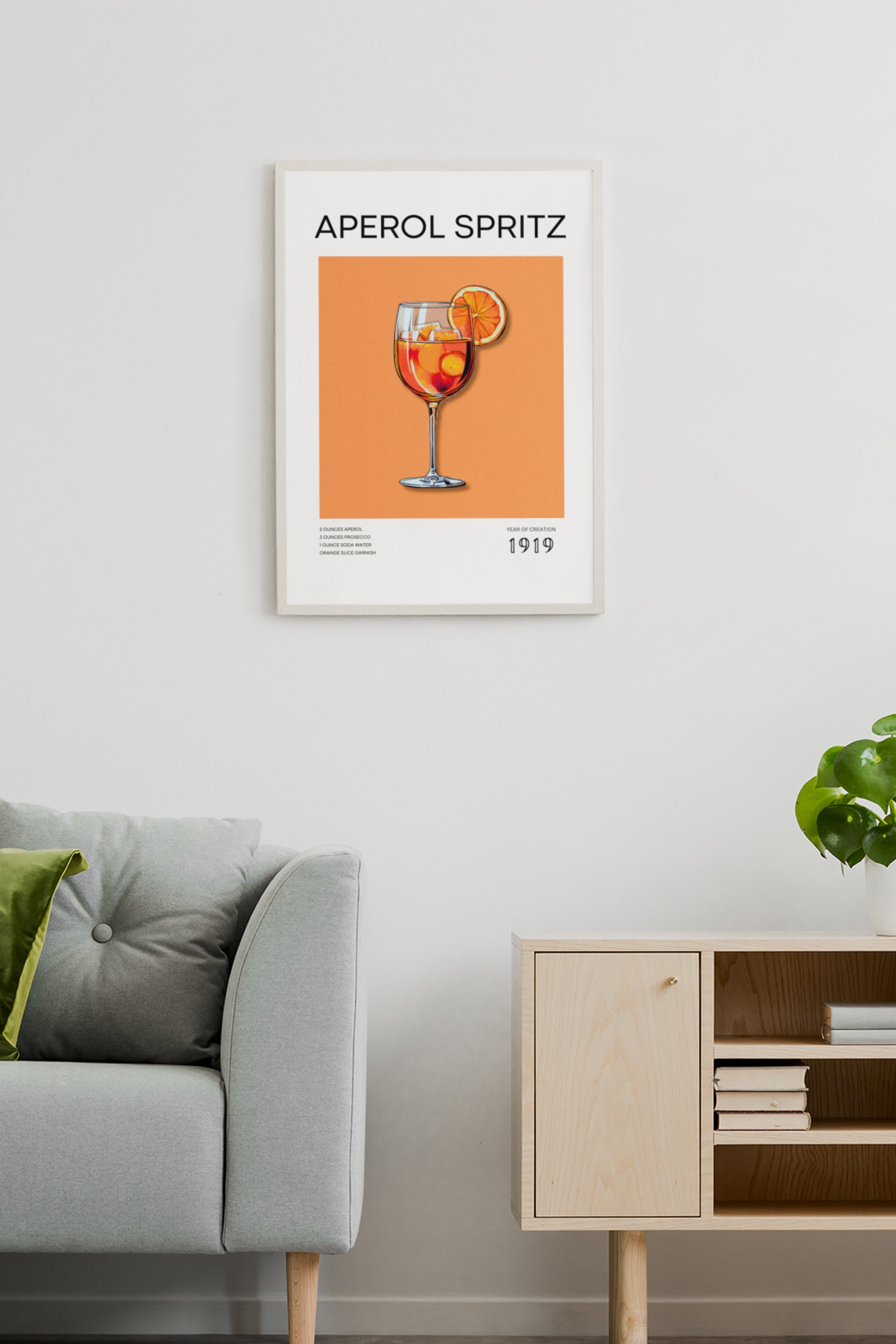 Aperol Spritz Art Print Bar Cart Decor Cocktail Poster Party Signature ...