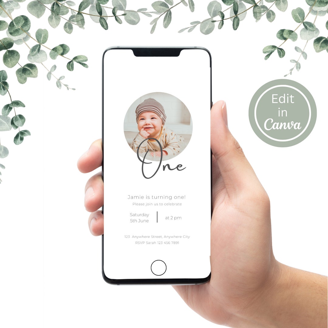 Digital Birthday Picture Invitation | Minimalist Invite| Electronic ...