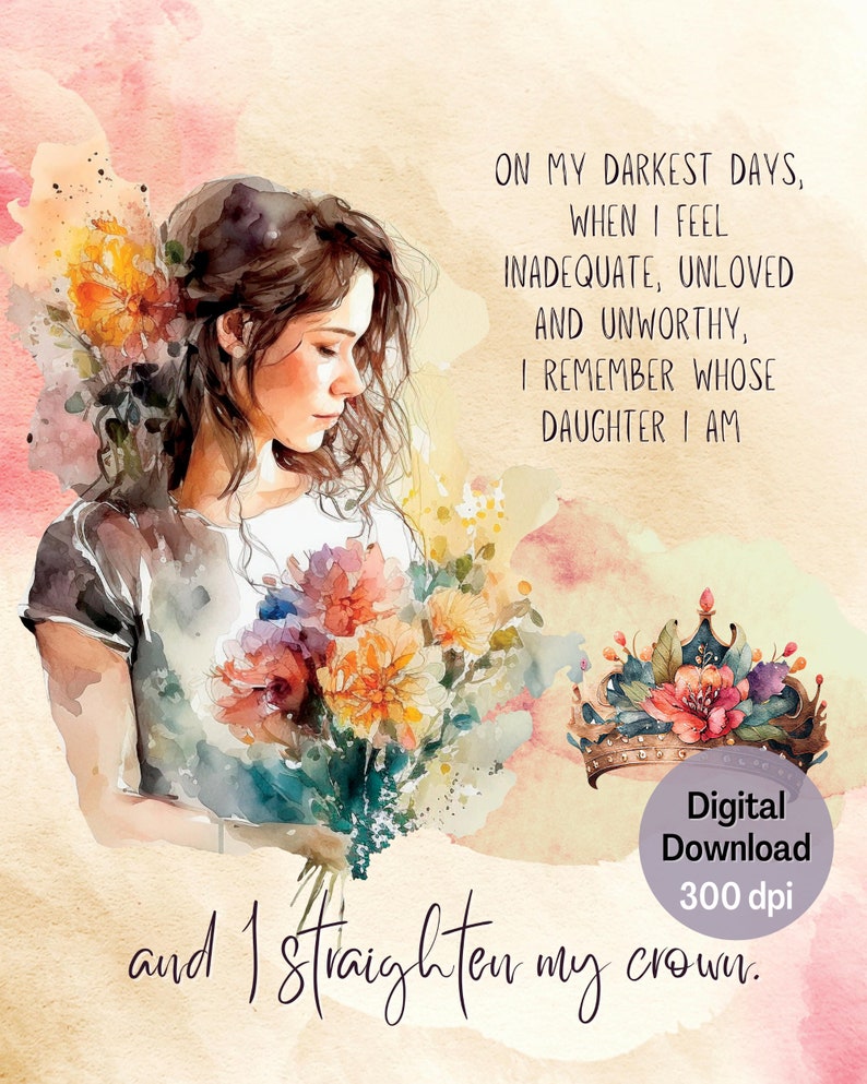 On My Darkest Days I Straighten My Crown _yellow Christian Wall Art ...