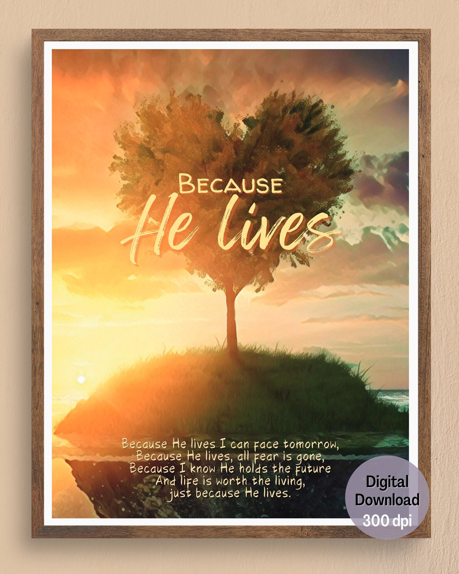Because He Lives I Can Face Tomorrow | Hymn Wall Art | Modern Christian ...
