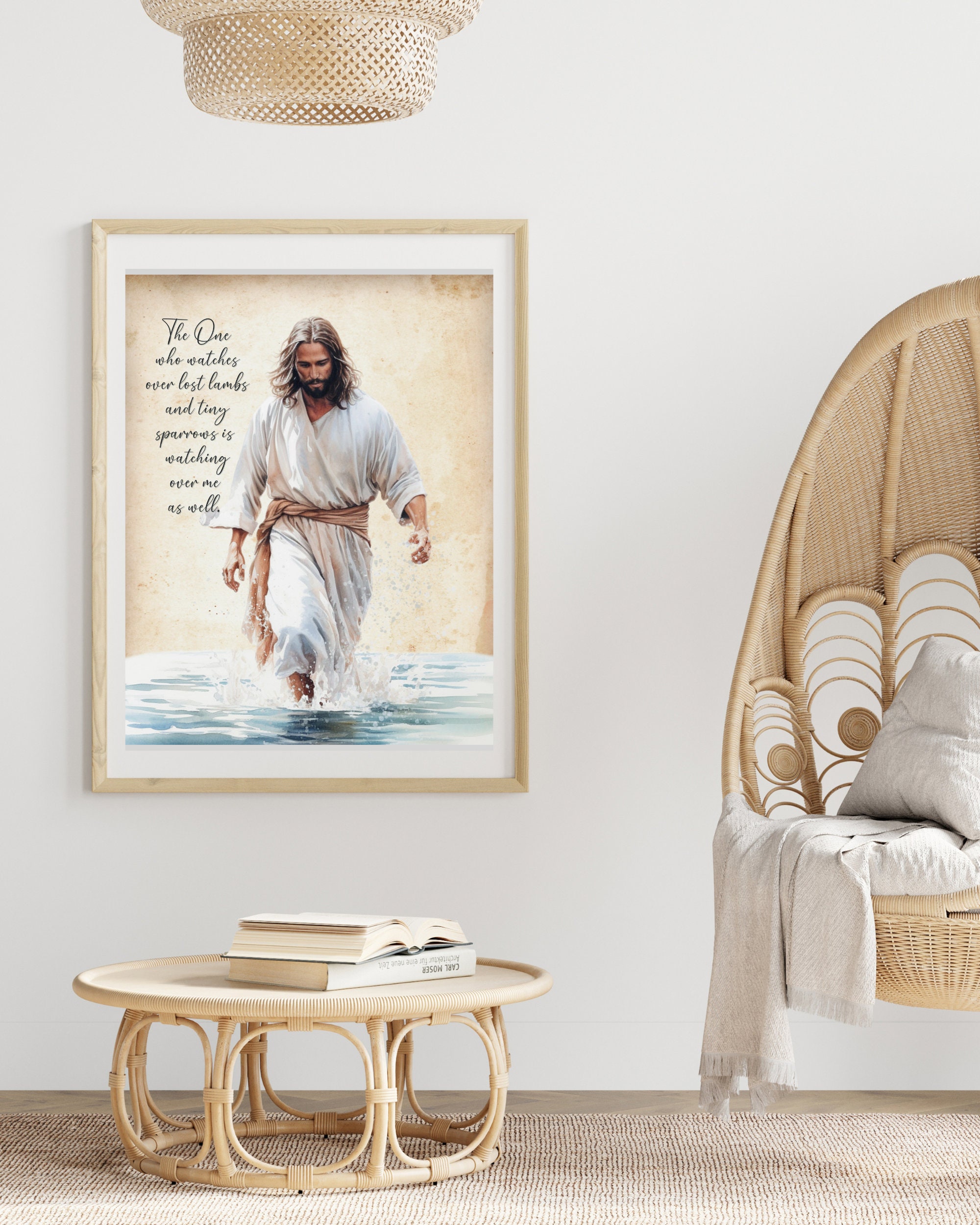 He Watches Over Me Christian Wall Art | Jesus and Lost Lamb Print | Eye ...