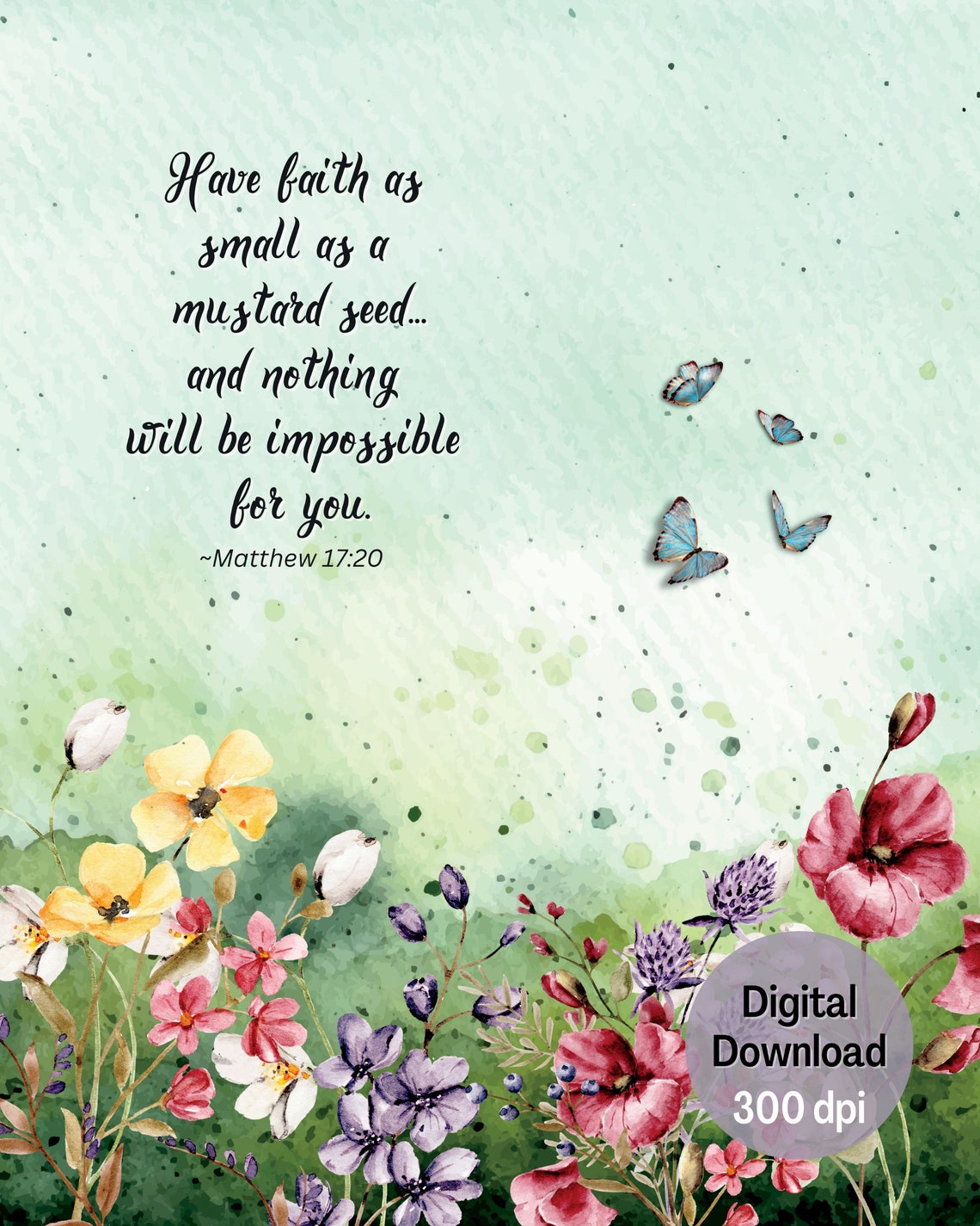 Faith as Small as a Mustard Seed Christian Wall Art Bible Verse Print ...