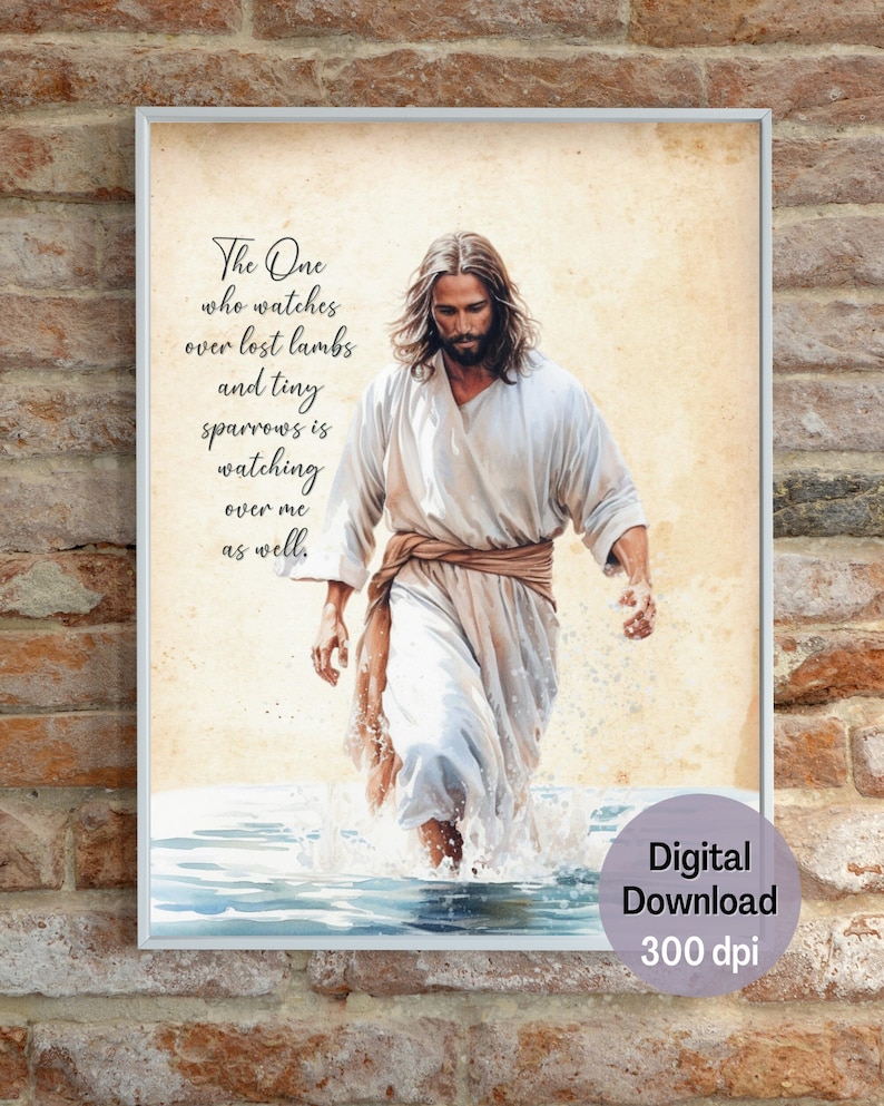 He Watches Over Me Christian Wall Art | Jesus and Lost Lamb Print | Eye ...