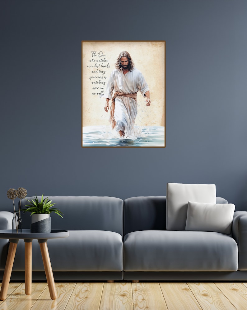He Watches Over Me Christian Wall Art | Jesus and Lost Lamb Print | Eye ...
