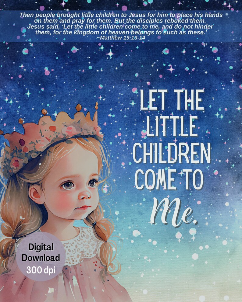 Let the Little Children Come to Me Christian Wall Art Bible Verse Print ...