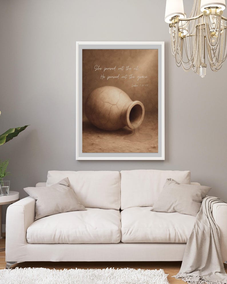 She Poured Out the Oil He Poured Out the Grace | Alabaster Jar Print ...