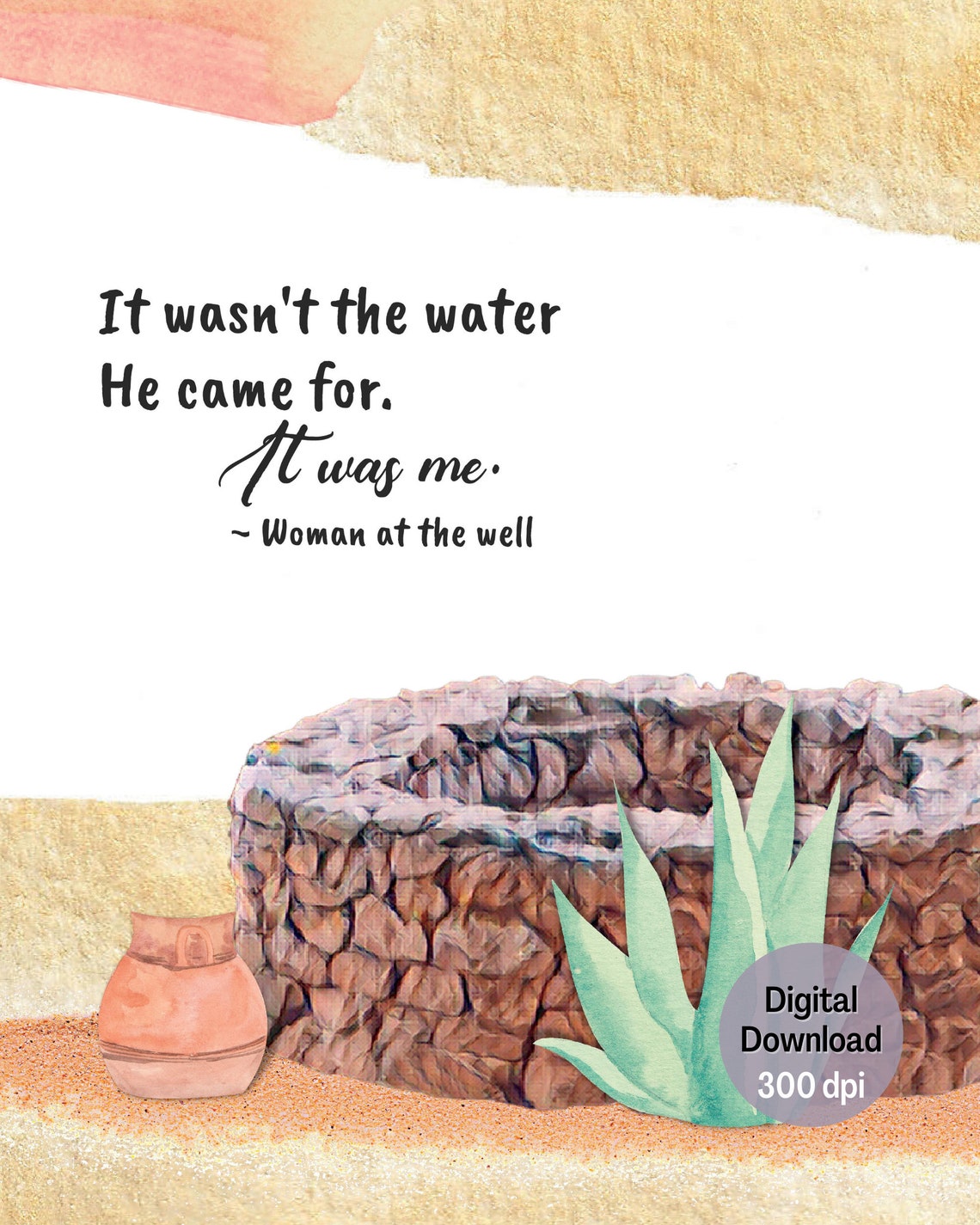 Woman at the Well Gold Christian Wall Art Digital Print Bible Art - Etsy