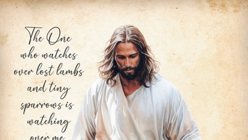 He Watches Over Me Christian Wall Art | Jesus and Lost Lamb Print | Eye ...