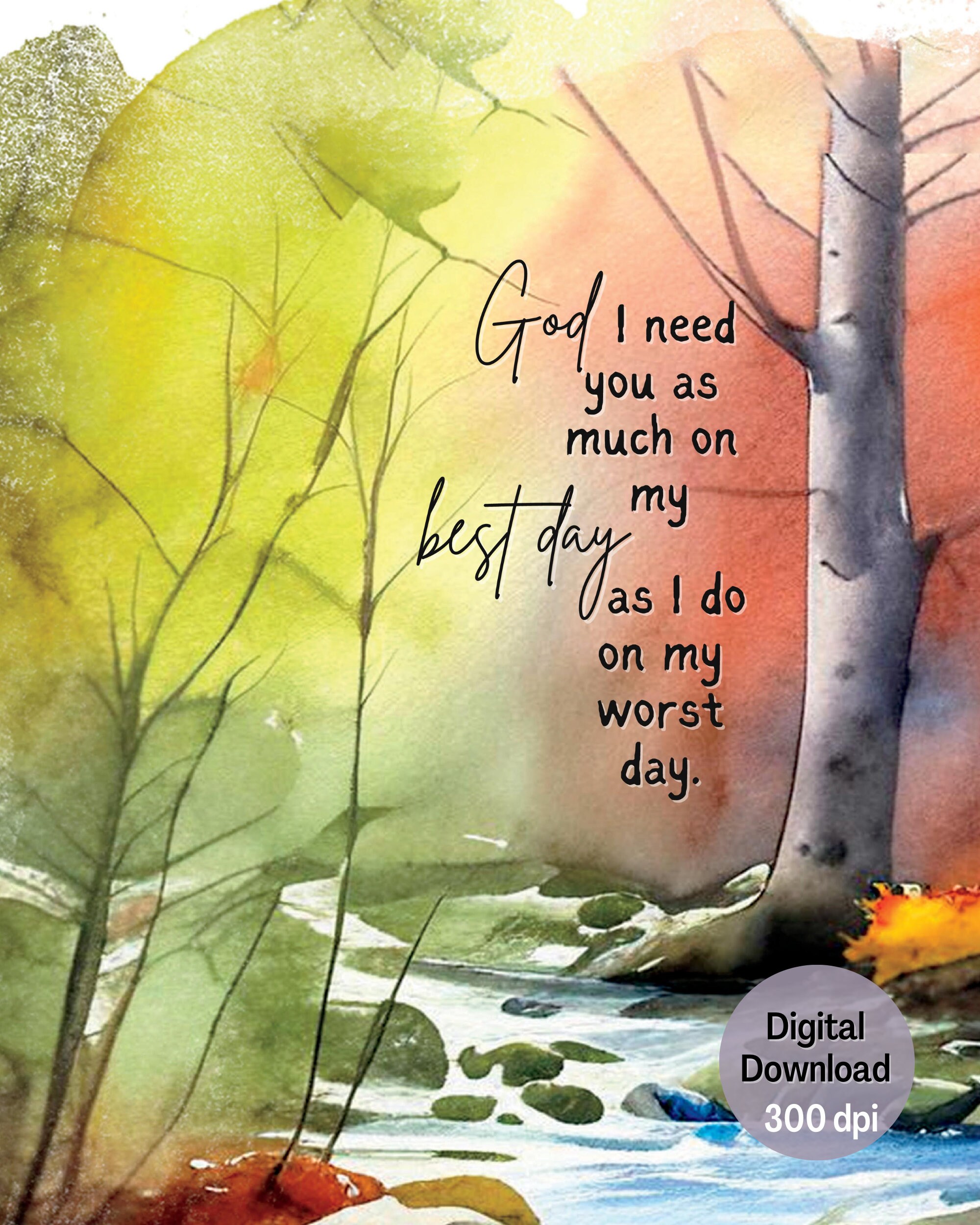God I Need You Christian Wall Art Digital Wall Print Bible - Etsy