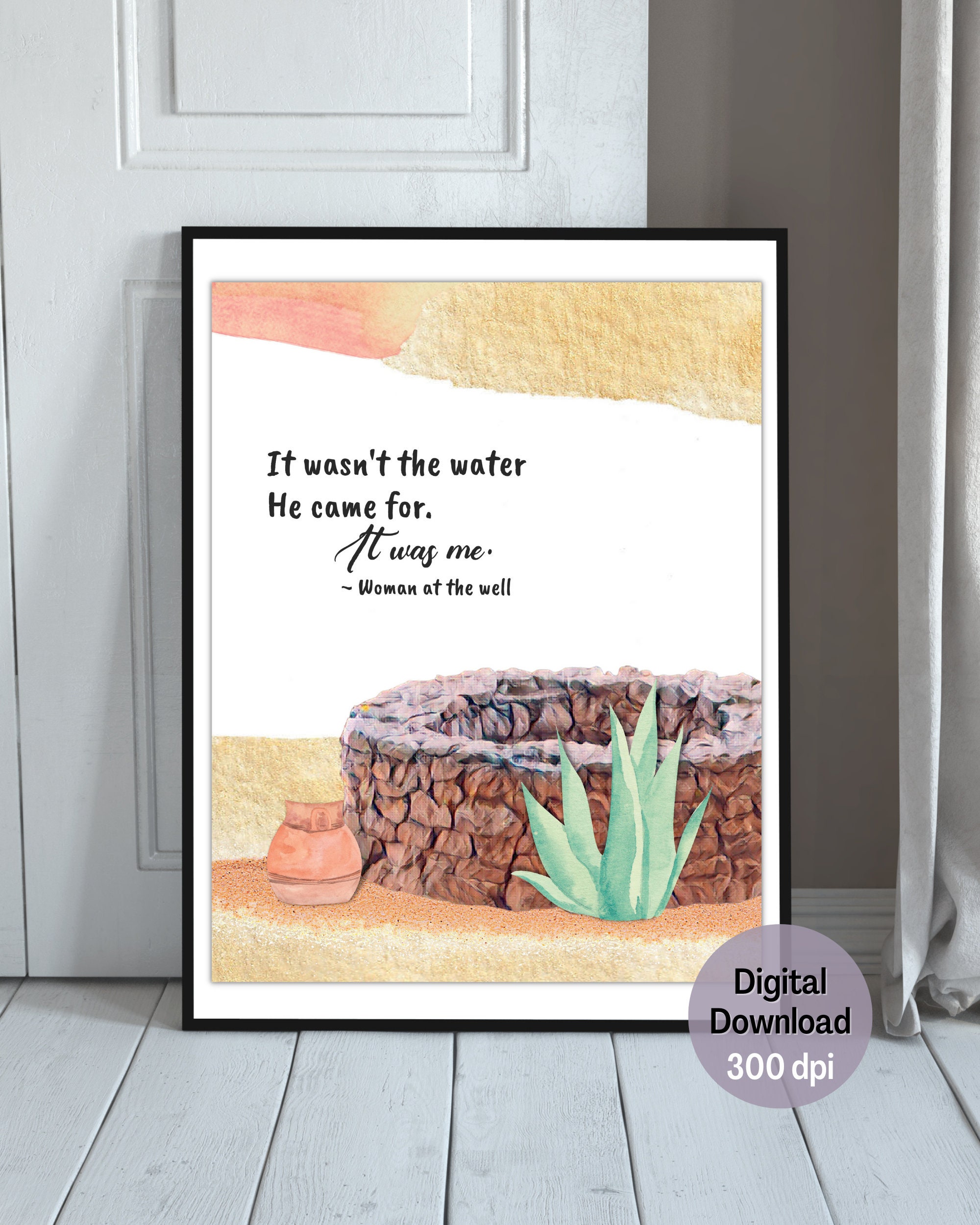 Woman at the Well - Gold | Christian Wall Art | Digital Print | Bible ...