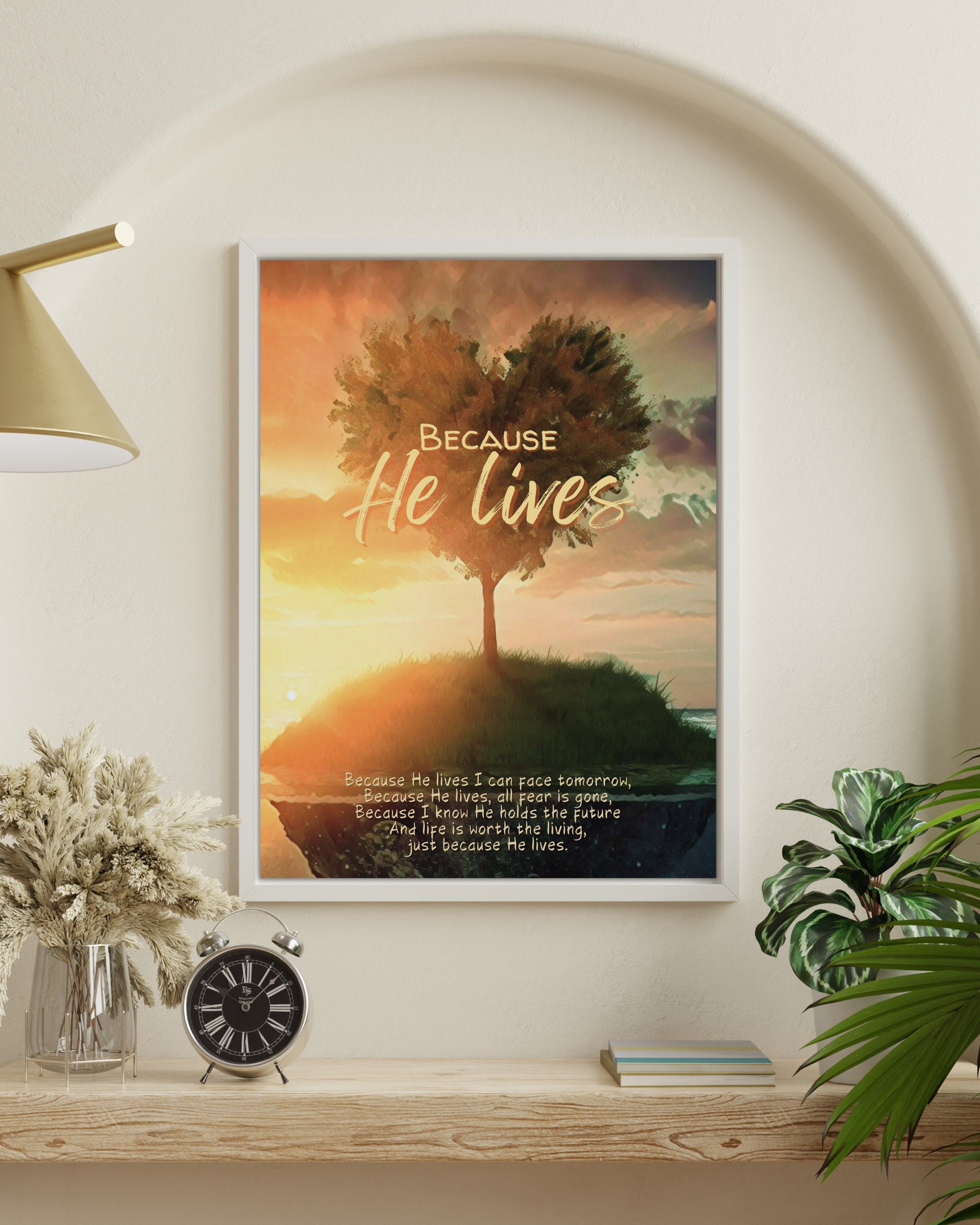 Because He Lives I Can Face Tomorrow Hymn Wall Art Modern Christian Art ...