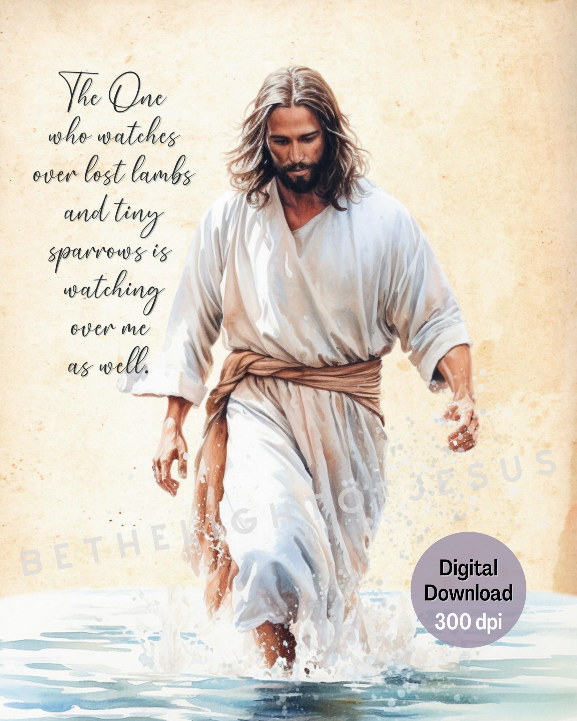 He Watches Over Me Christian Wall Art | Jesus and Lost Lamb Print | Eye ...