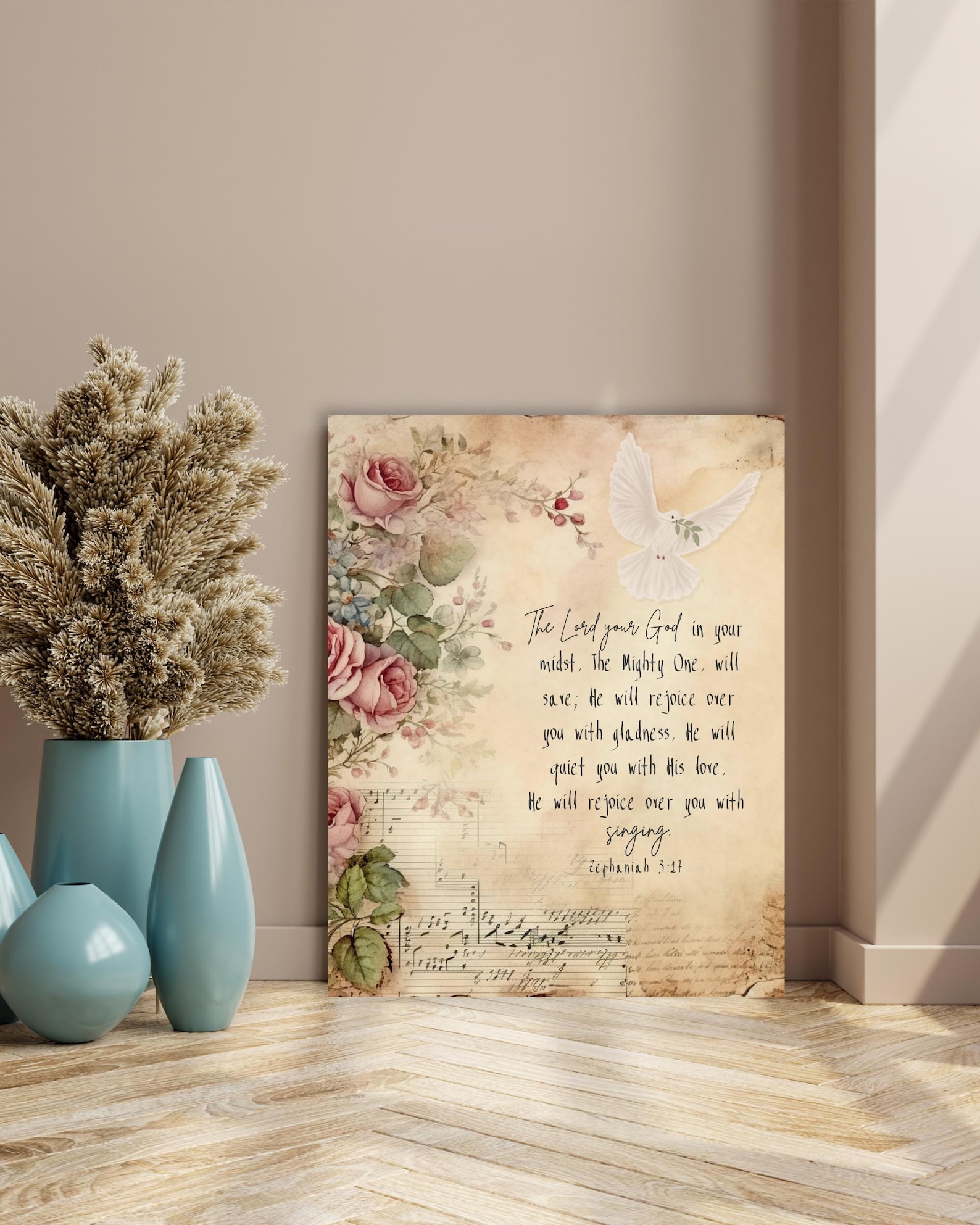 God Rejoices Over You Christian Wall Art Jesus Bible Verse Print ...