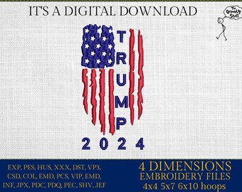 Machine Embroidery Files, I Stand With Trump, PES, Hus, Dst, Vp3 ...