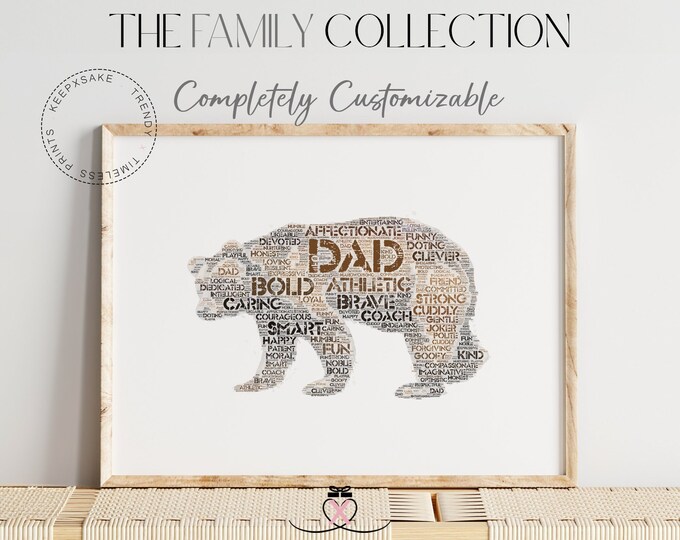 Printable Dad Gift Custom Dad Art Custom Dad Print Word Collage for Him ...