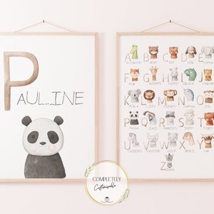 Safari Animal Alphabet Prints Set of 2 | Childrens Educational Print ...