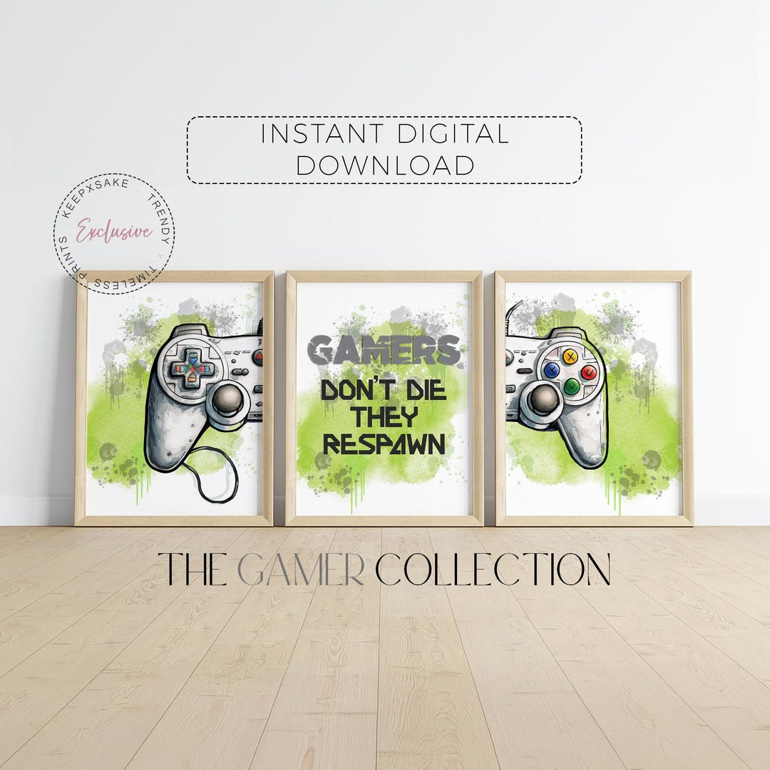 Gaming Prints | Lime Green Game Controller Printable Wall Art | Gamer ...