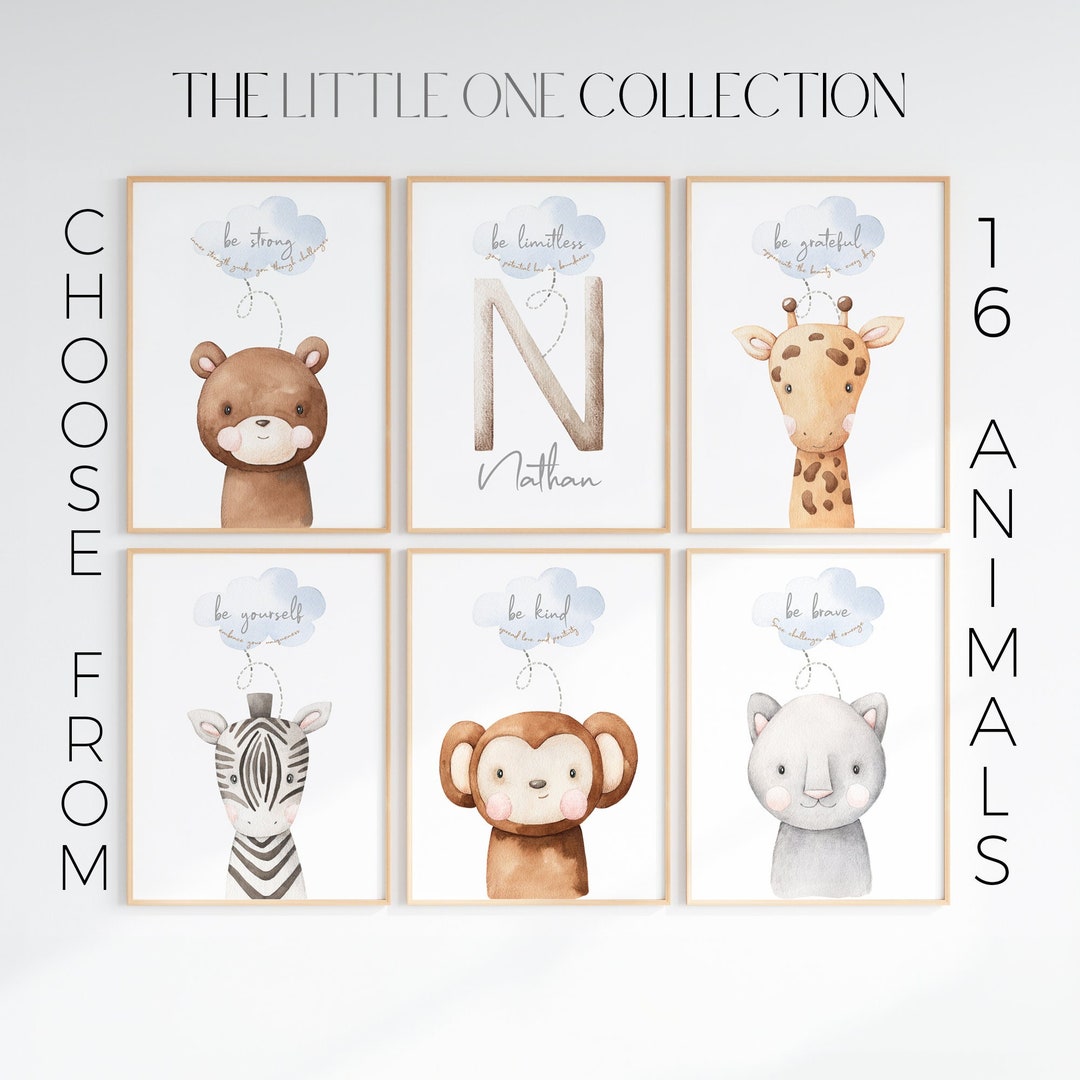 Animals Nursery Prints, Set of 6 | Positive Affirmations Safari Animals ...