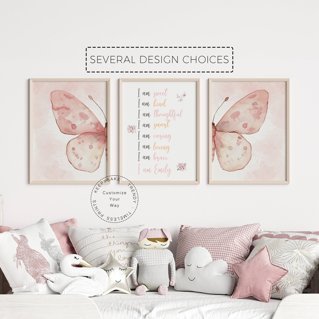 Girls Positive Affirmations Butterfly Print | Blush Pink Butterfly Wall ...