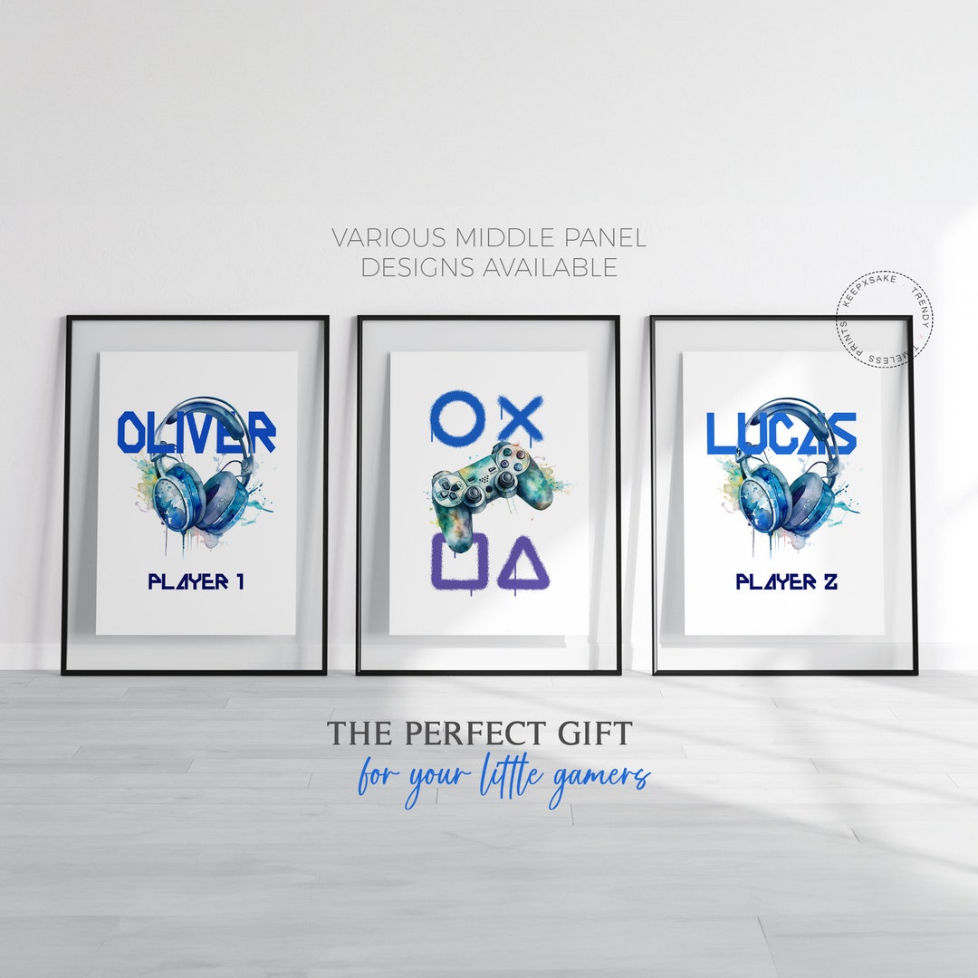 Personalized Gaming Controller Print Set | Gamer Room Decor (digital ...