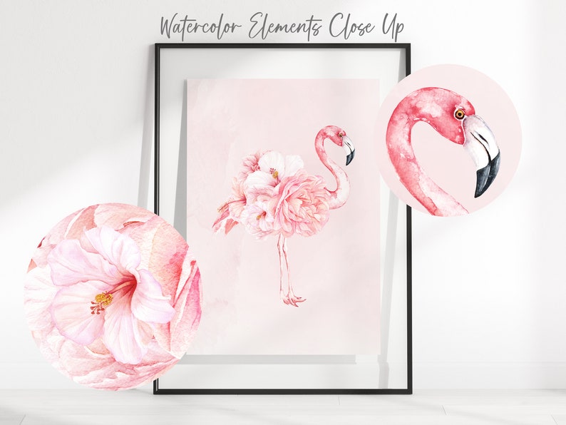 Personalized Flamingo Nursery Prints, Watercolor Wall Art (digital ...