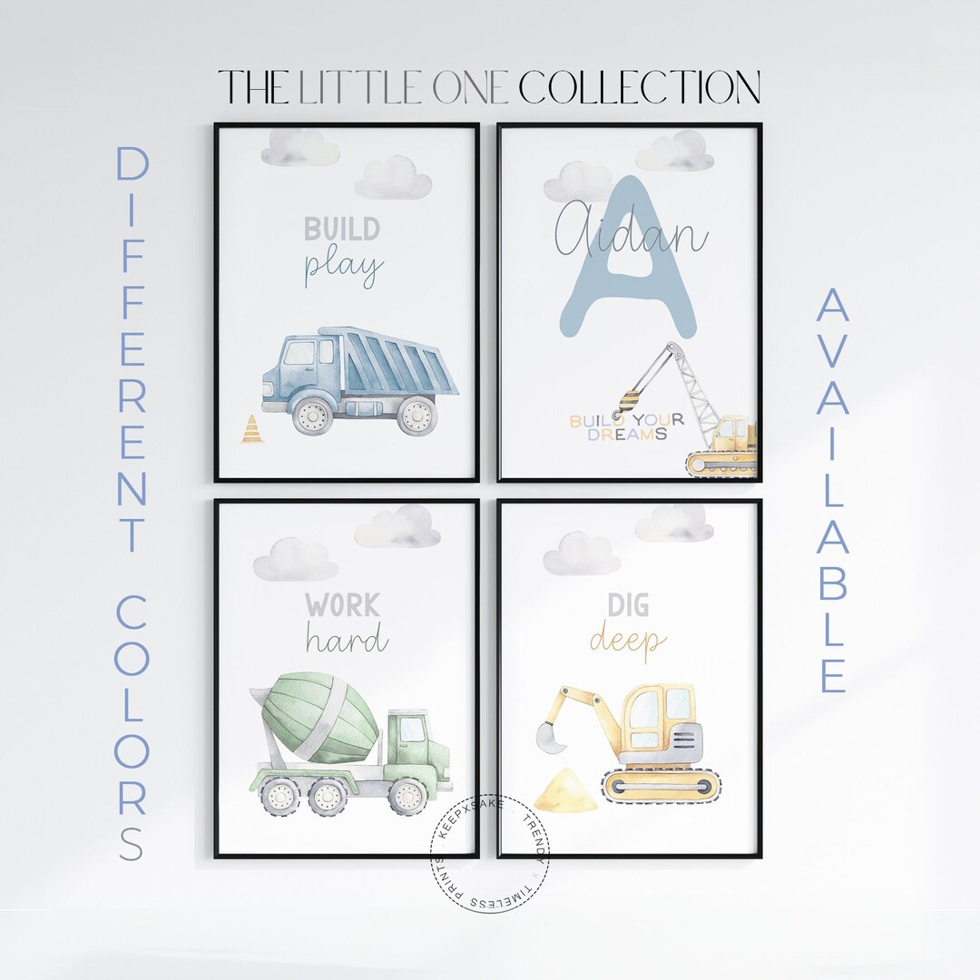 Construction Truck Nursery Art | Personalized Name Prints (digital ...