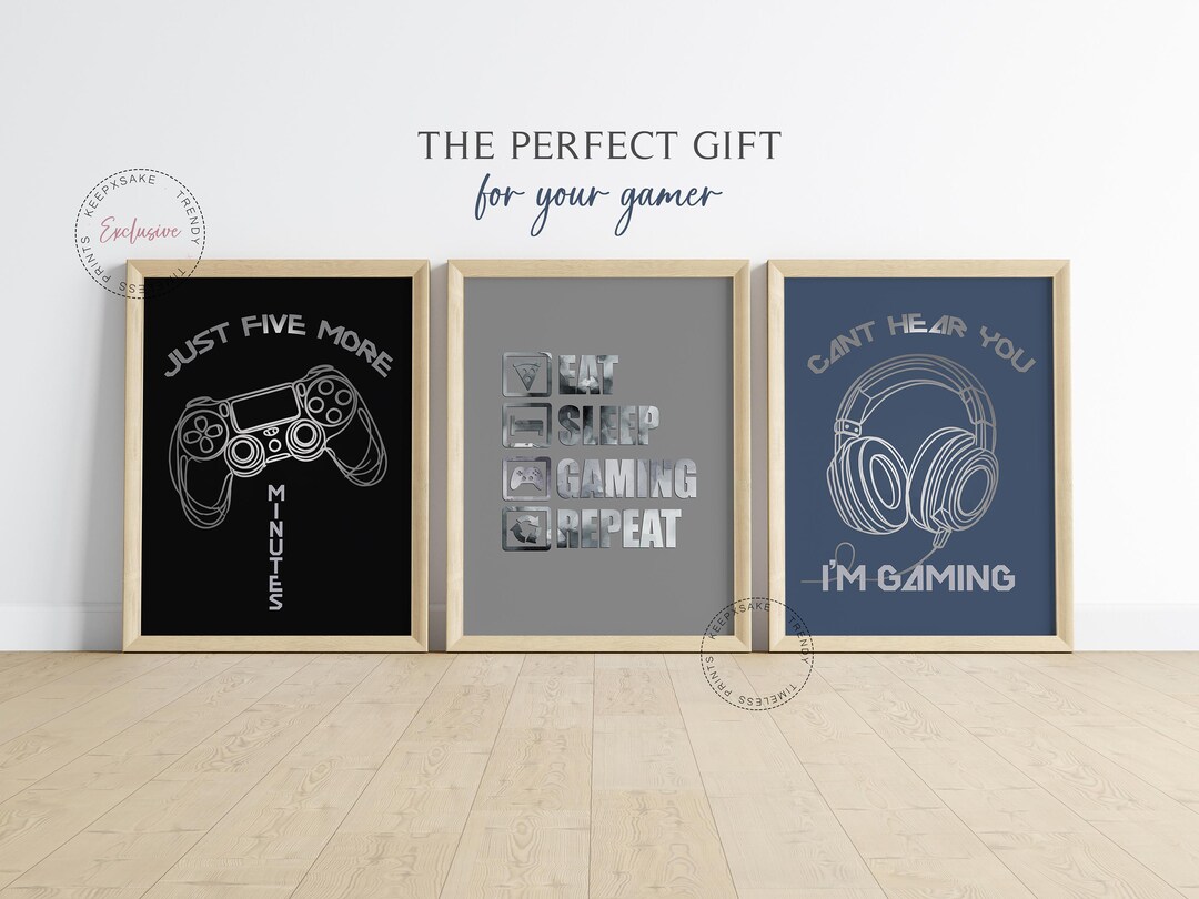 Gamer Room Prints: Controller, Headset, Gaming Slogans (digital ...