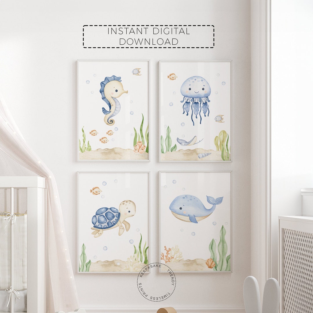 Under the Sea Nursery Prints | Sea Turtle Nursery Decor | Ocean Whale ...