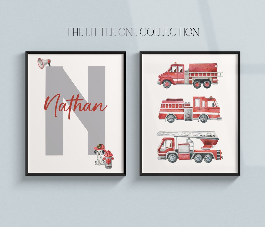 Fire Engine Prints Set of 2 Fire Truck Prints Personalized - Etsy