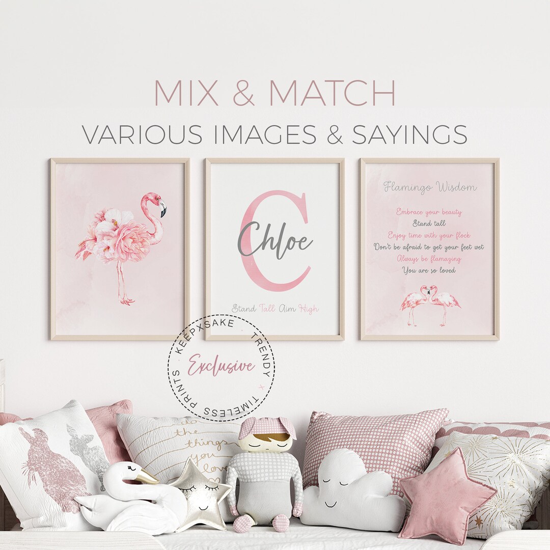 Flamingo Prints, Personalized | Pink Nursery Decor | Girls Flamingo ...