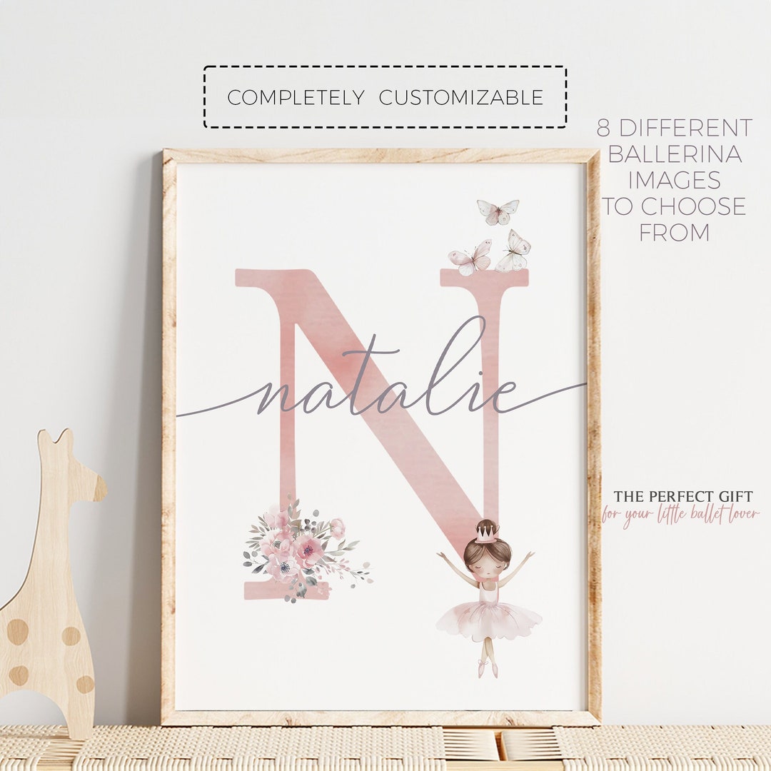 Ballerina Name Print | Personalized Letter Name Print | Girls Bedroom ...