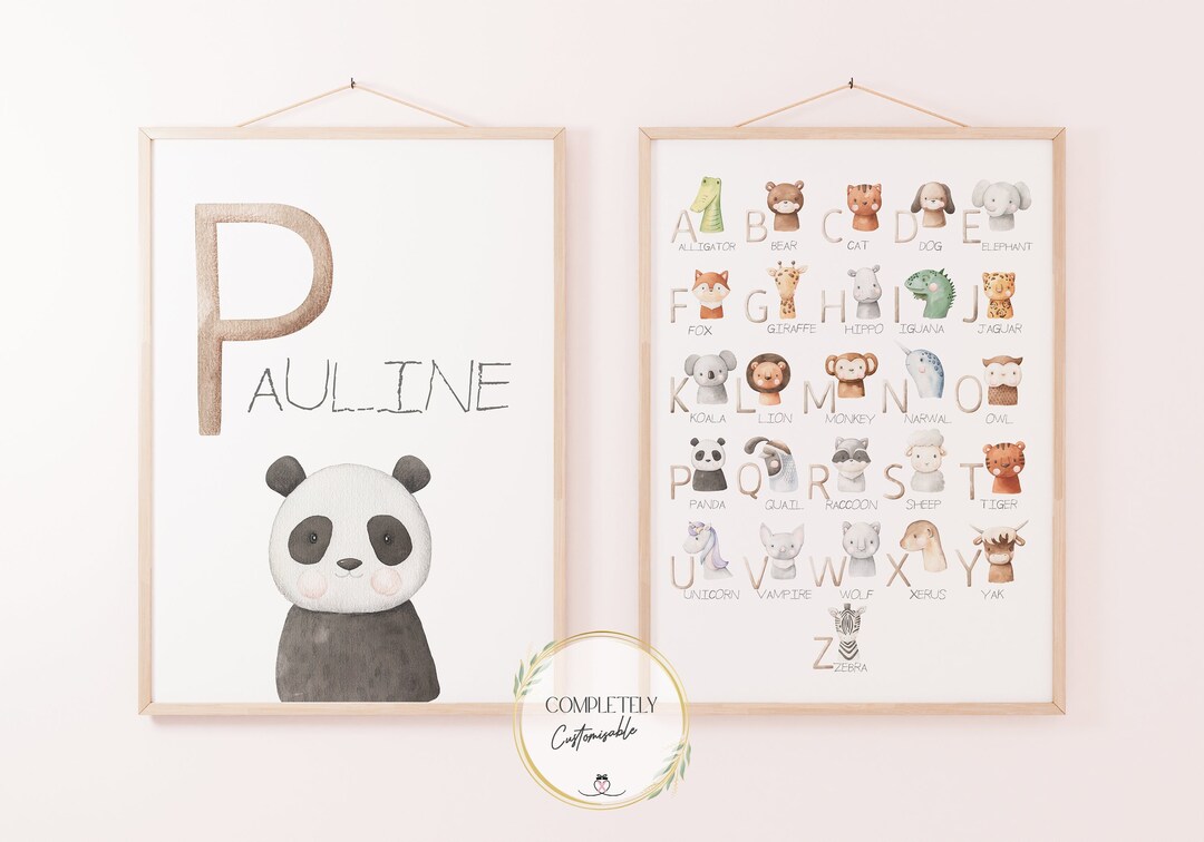 Safari Animal Alphabet Prints Set of 2 | Childrens Educational Print ...