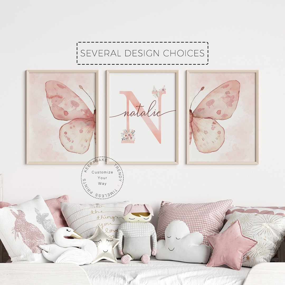 Blush Pink Butterfly Print |girls Butterfly Wall Art | Girl Nursery ...