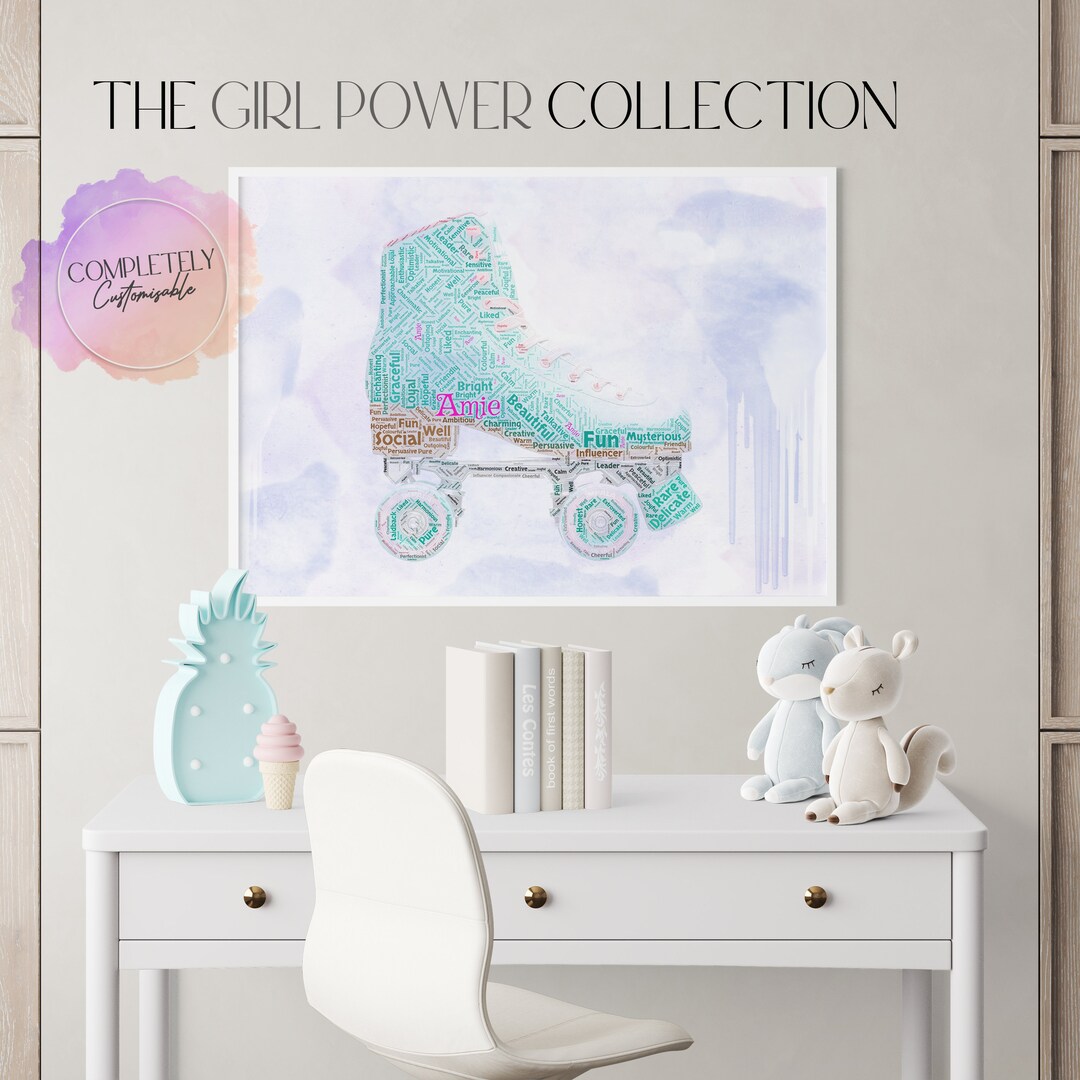 Personalized Retro Roller Skate Name Print | Roller Skates Word Art ...