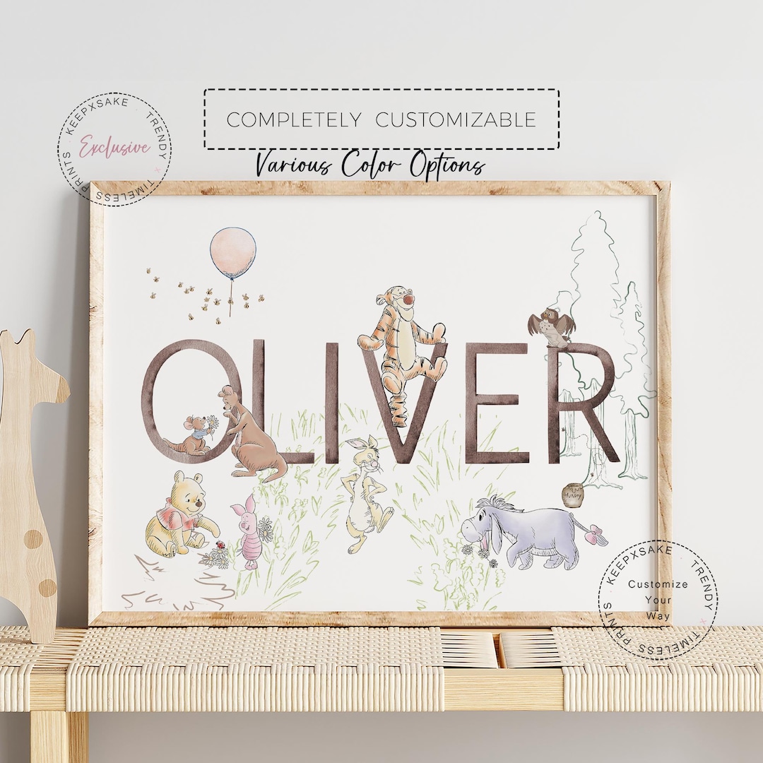 Winnie the Pooh Nursery Print | Personalized Name Decor (digital ...