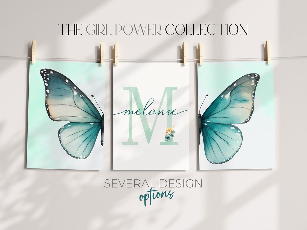 Girls Positive Affirmations Butterfly Print | Set of 3 Teal Butterfly ...