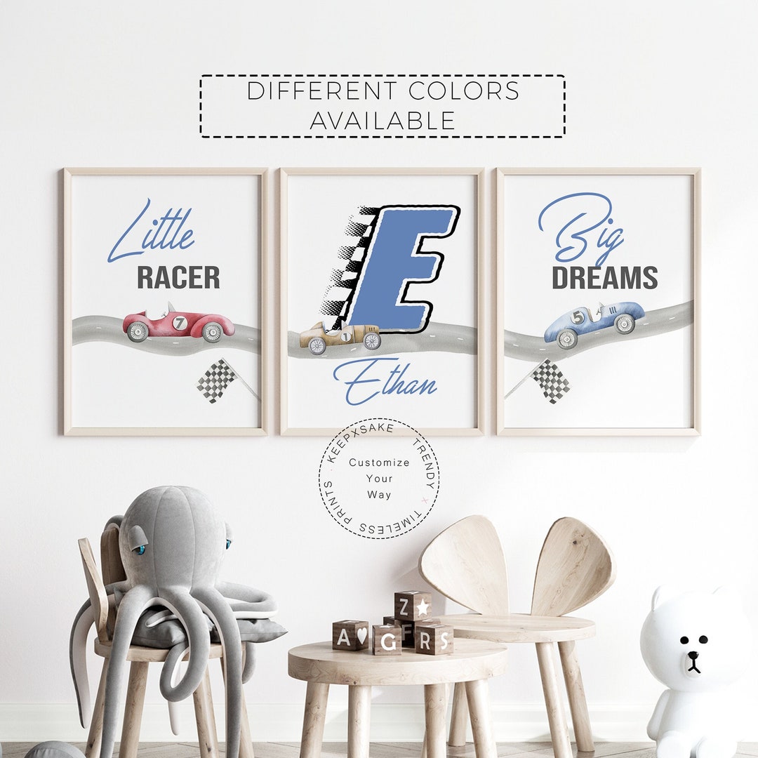 Race Car Nursery Prints Race Car Wall Art Race Car Boy Room Decor ...