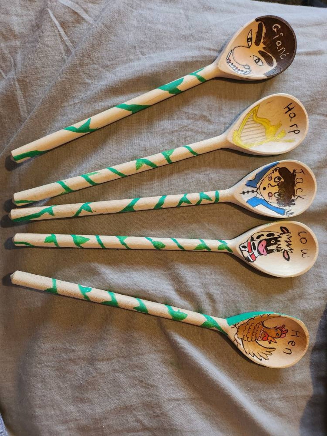 Jack and the Beanstalk Wooden Spoons. - Etsy