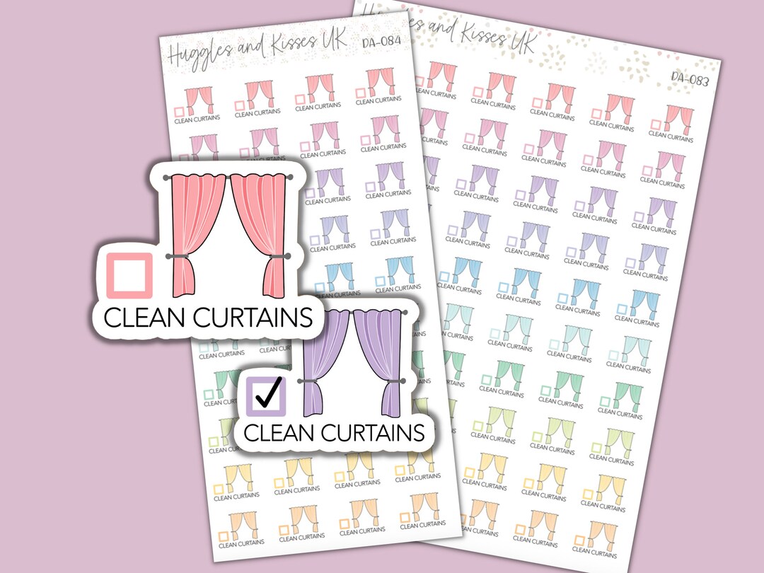 Clean Curtains Planner Sticker | Pastel Colours | Curtains to Do ...