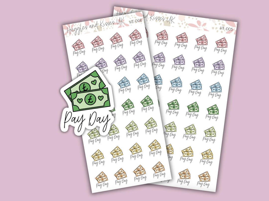 Pay Day Planner Sticker | Cash Icon | Pastel Colours | Planner Stickers ...