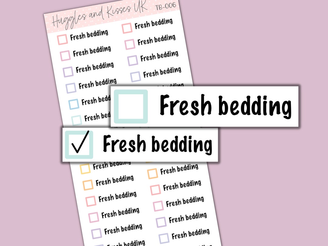 Fresh Bedding Planner Sticker | Tick Box | Clean Sheets to Do Planner ...