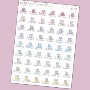 Order Meds Planner Sticker | Pastel Colours | Order Medication Reminder ...